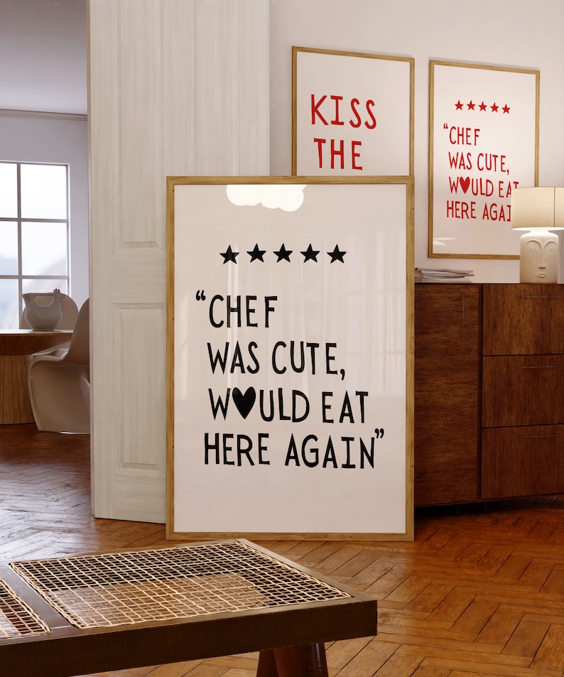 Chef Was Cute Would Eat Here Again Poster, Kitchen Decor Wall Art ...