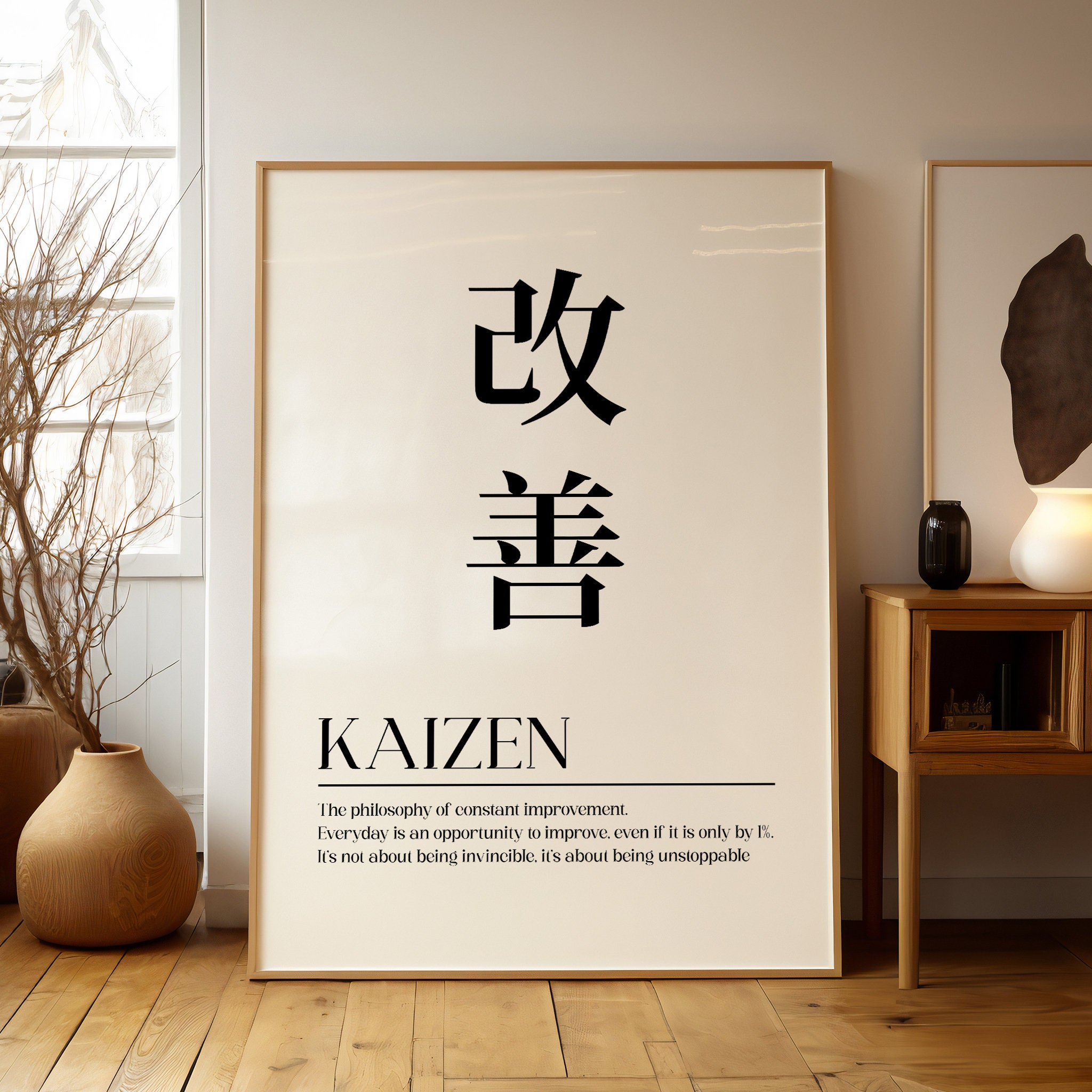 Kaizen Poster, Kaizen Minimalist Japanese Wall Art Quote Print Painting, Kaizen Japanese Quote ...