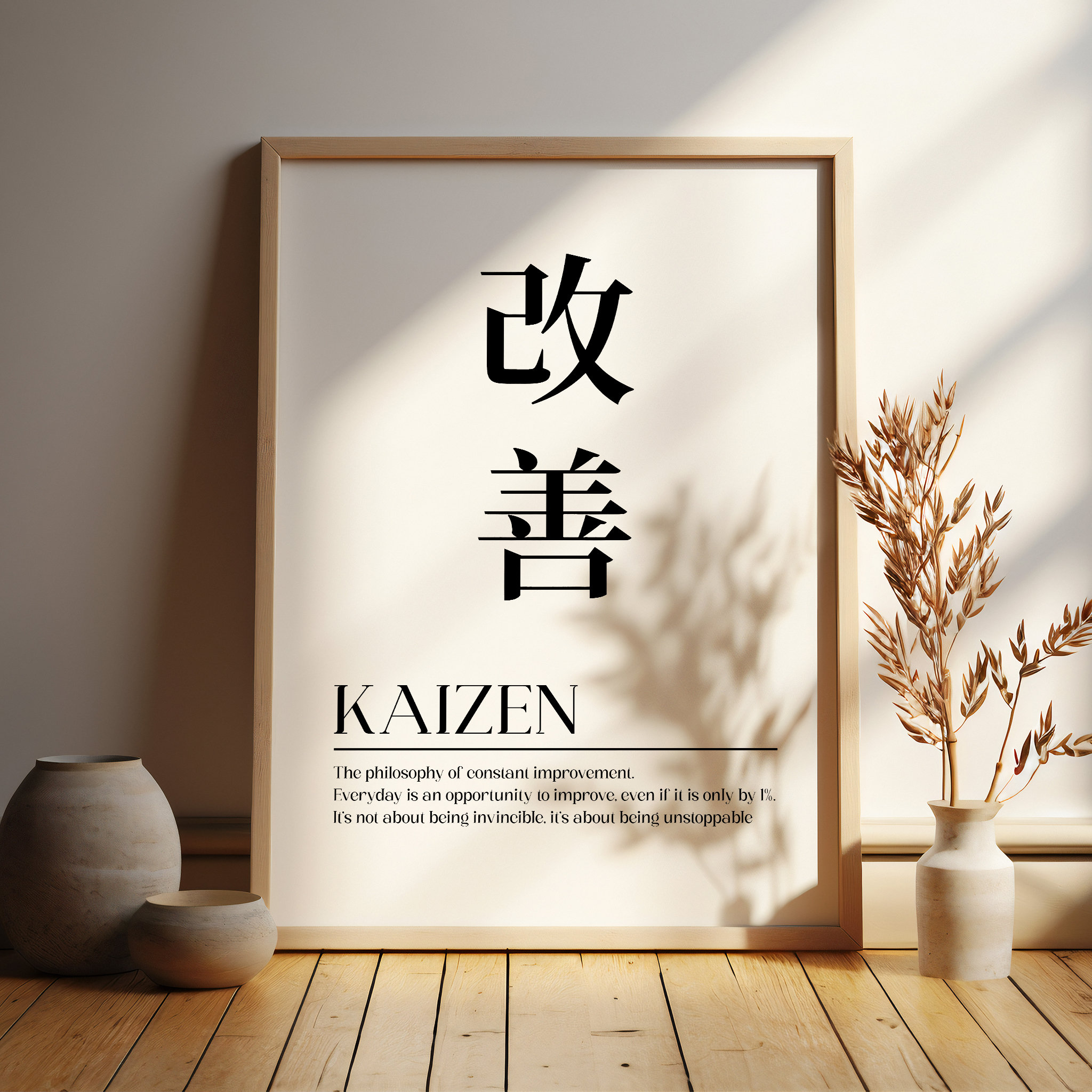 Kaizen Poster, Kaizen Minimalist Japanese Wall Art Quote Print Painting ...