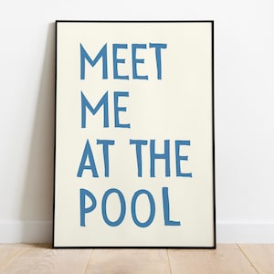 Meet Me at the Pool Poster, Vintage Coastal Typography Art - Etsy
