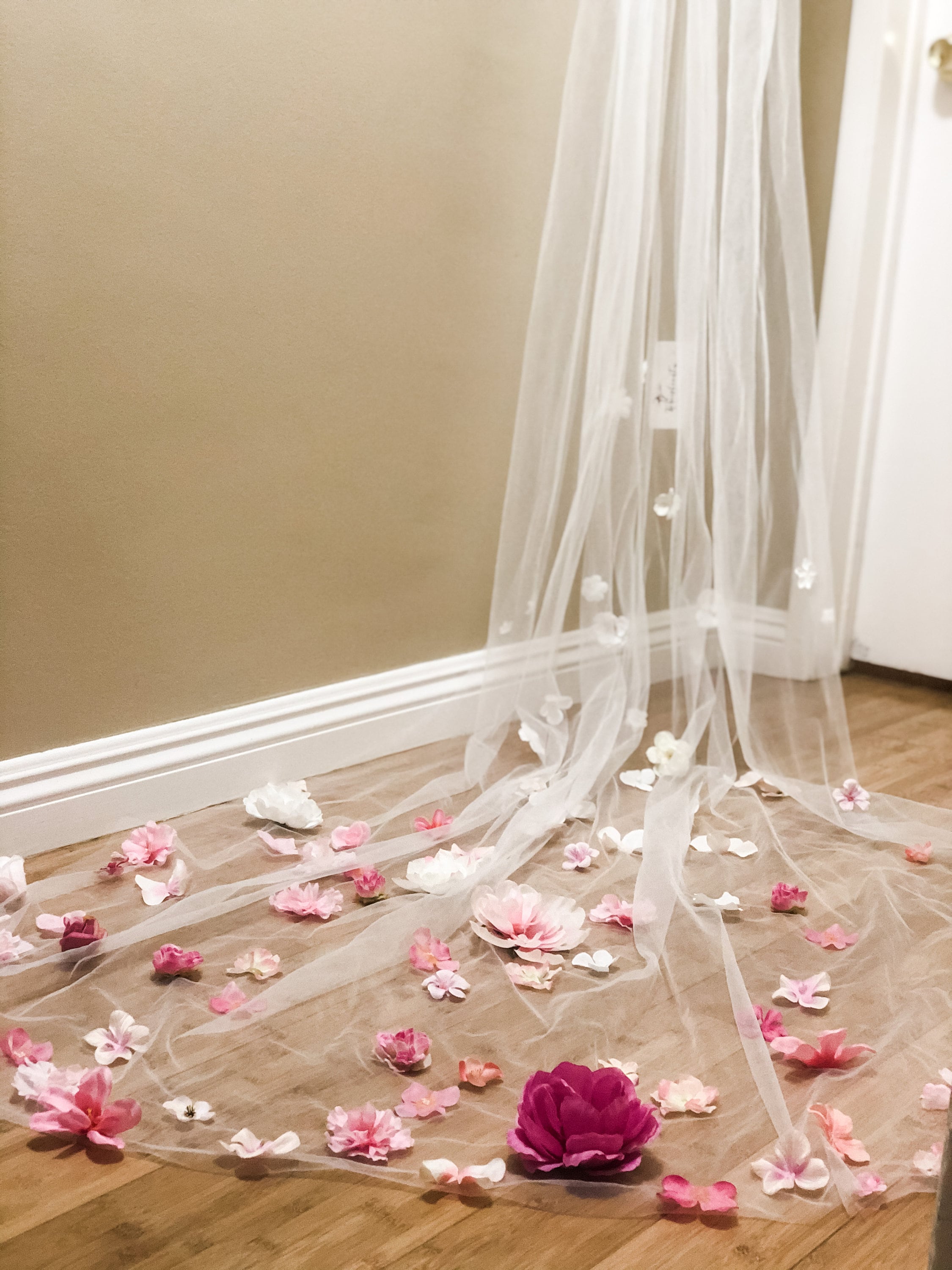 Custom Pink Floral Veil - Etsy