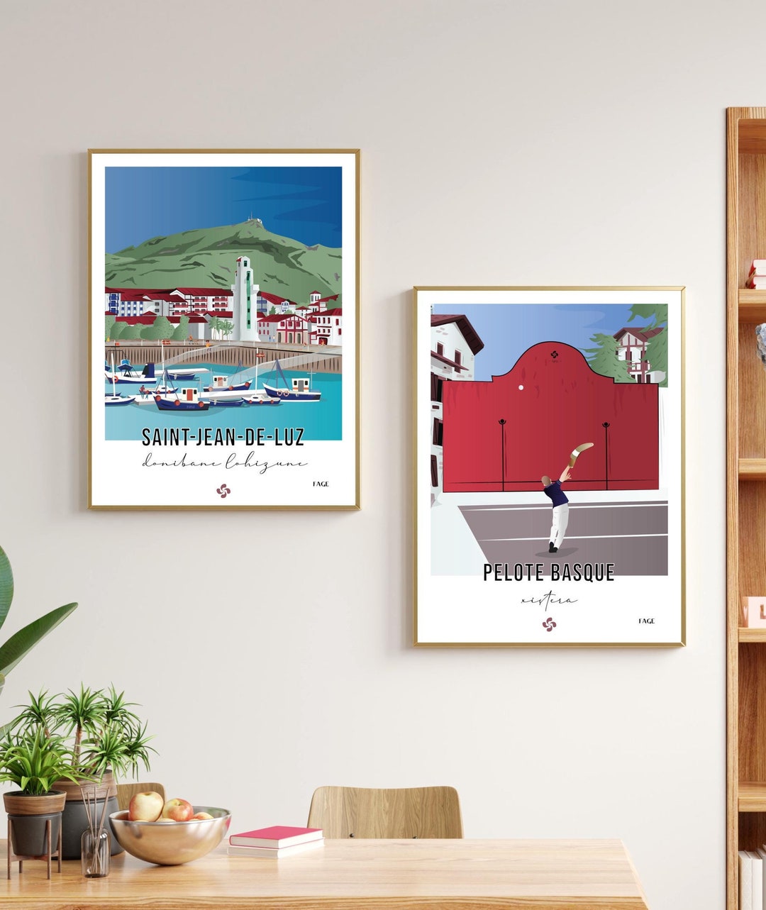 Set of 2 BASQUE COUNTRY Posters / Decoration / Basque Illustration ...