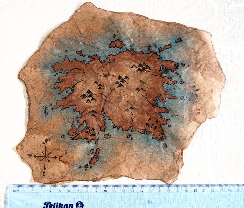 Old Map Original Art, Ink and Pencil Color - Etsy