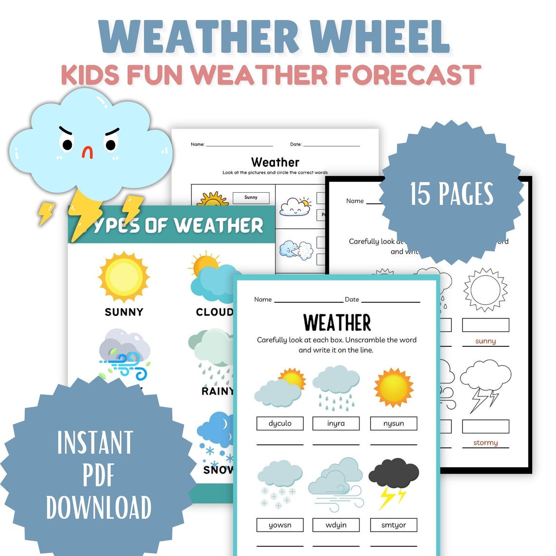 Weather Wheel Kids Fun Weather Forecast | Educational Interactive ...