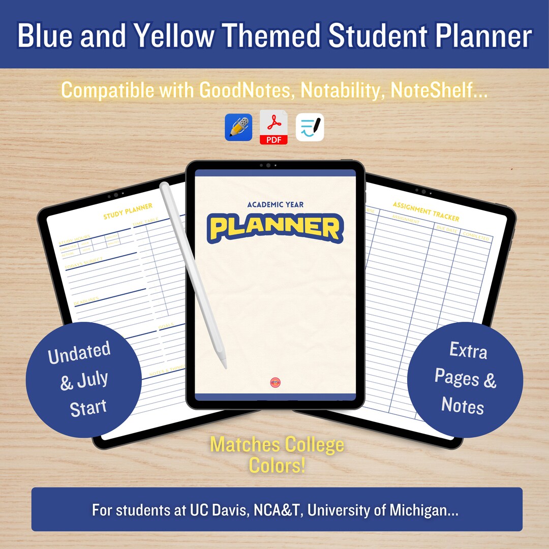Undated Student Digital Planner for Goodnotes or Notability HBCU Themed ...