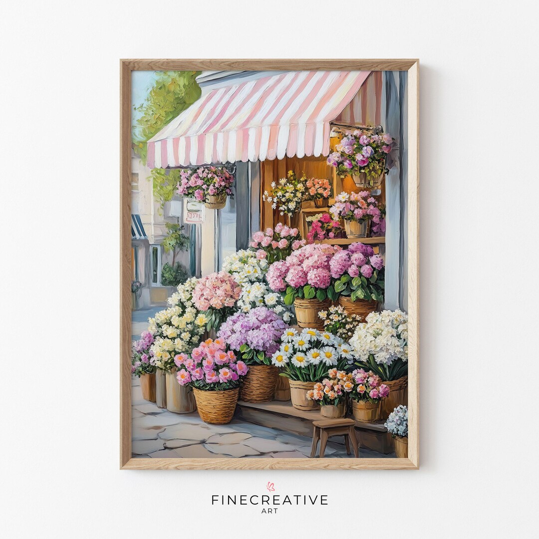 Flower Shop Print, Spring Painting, PRINTABLE Digital Wall Art, Spring ...
