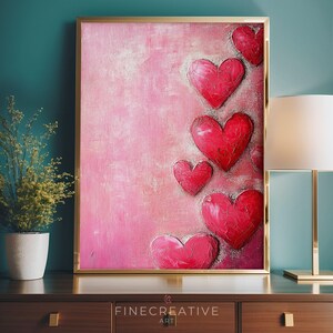 Valentines Day Print, Red Hearts Painting, PRINTABLE Digital Wall Art ...