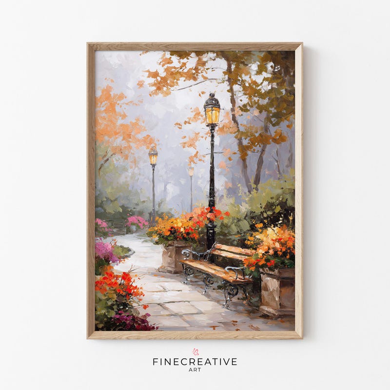 Park Bench Fall Scene Art - Etsy