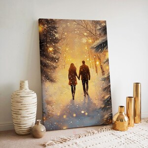 Winter Couple Art Print | Winter Painting | PRINTABLE Wall Art ...