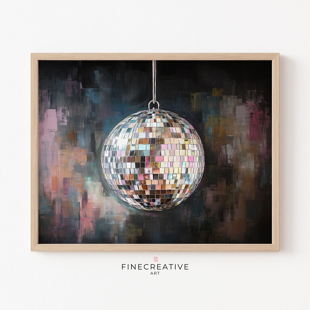 Disco Ball Print, Party Painting, PRINTABLE Digital Wall Art ...