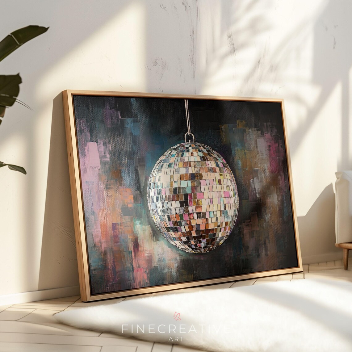 Disco Ball Print, Party Painting, PRINTABLE Digital Wall Art ...