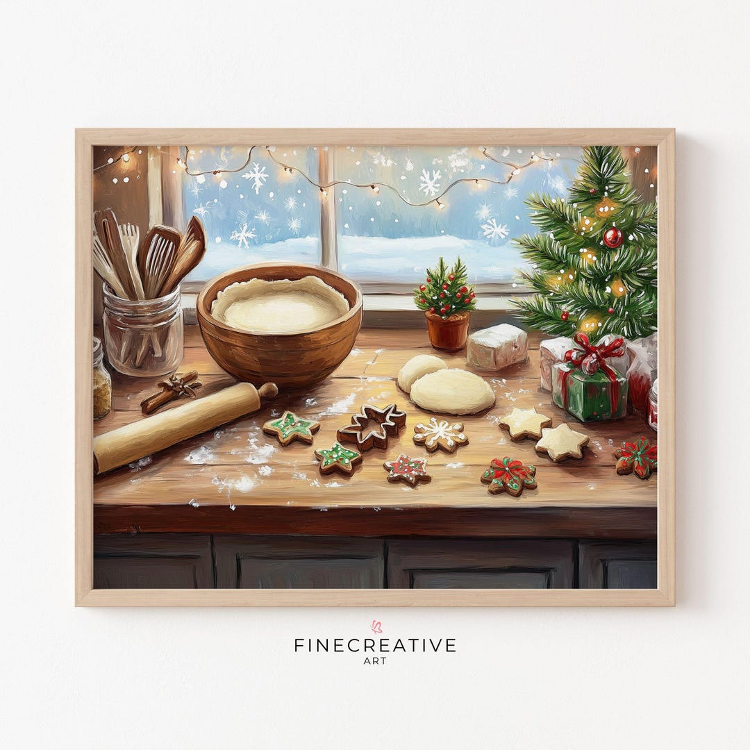 Holiday Baking Print | Christmas Painting | PRINTABLE Wall Art ...