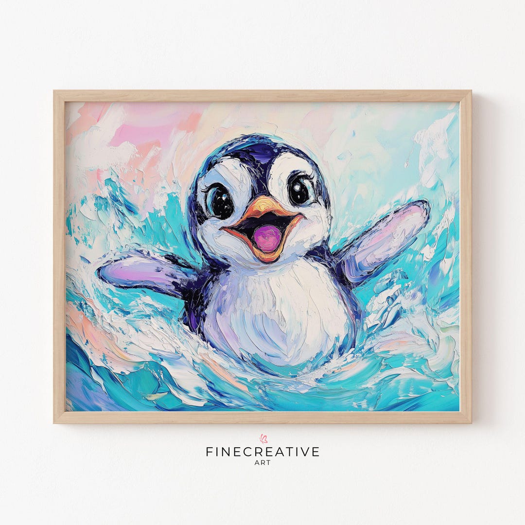 Little Penguin Print, Nursery Painting, PRINTABLE Digital Wall Art ...
