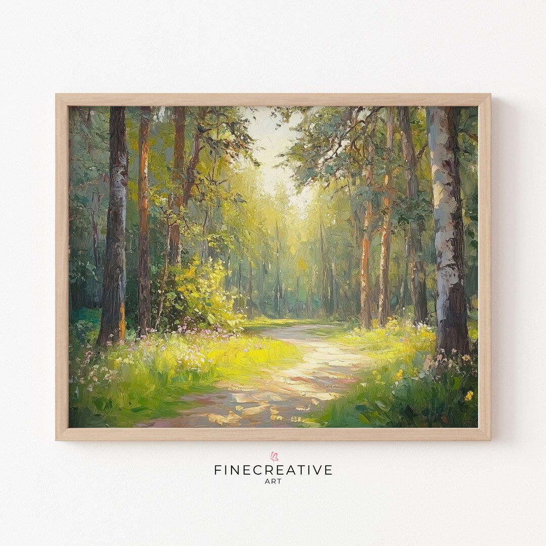Forest Path Art Print, Spring Landscape Wall Art, PRINTABLE Digital ...
