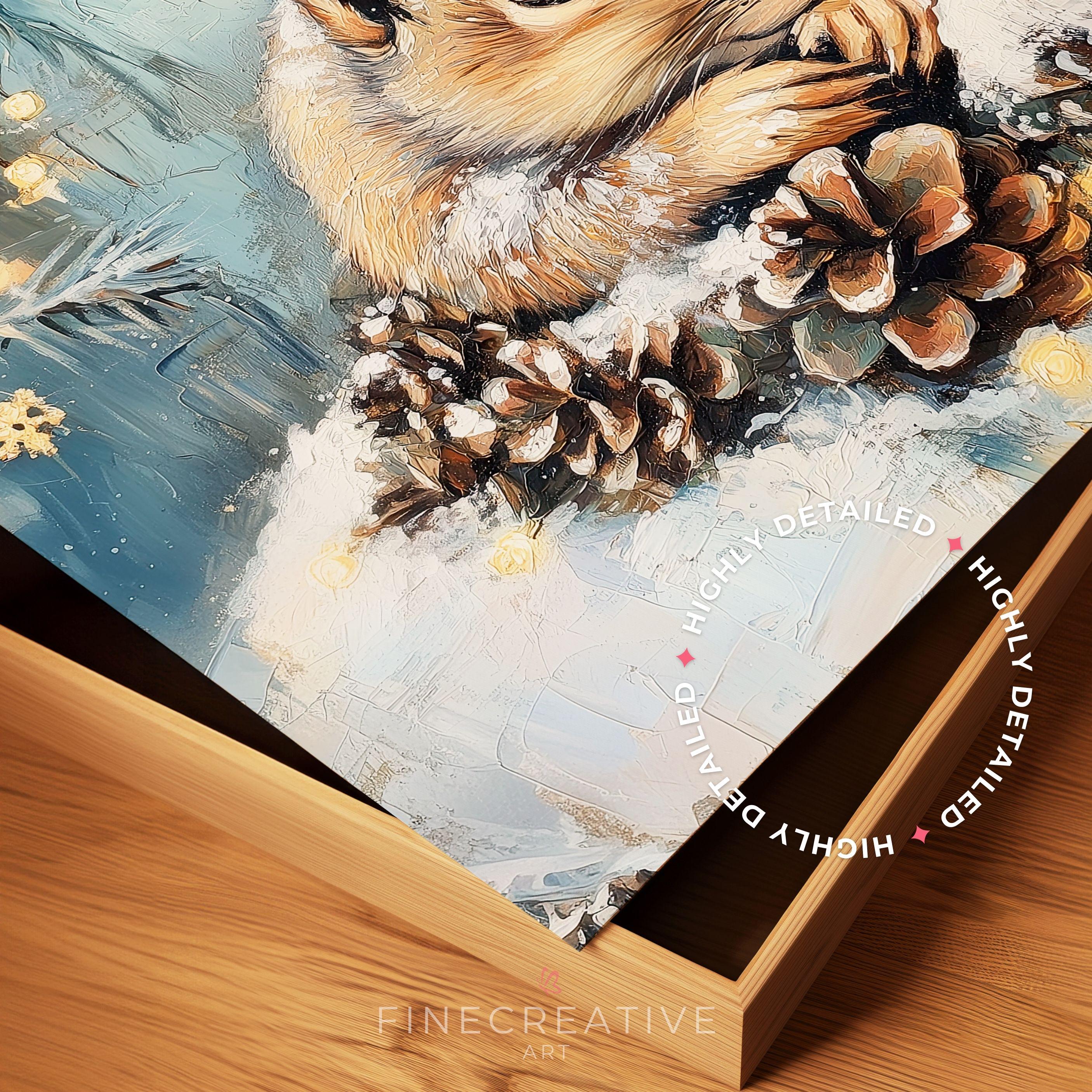 Winter Squirrel Print | Snowy Winter Painting | PRINTABLE Wall Art ...