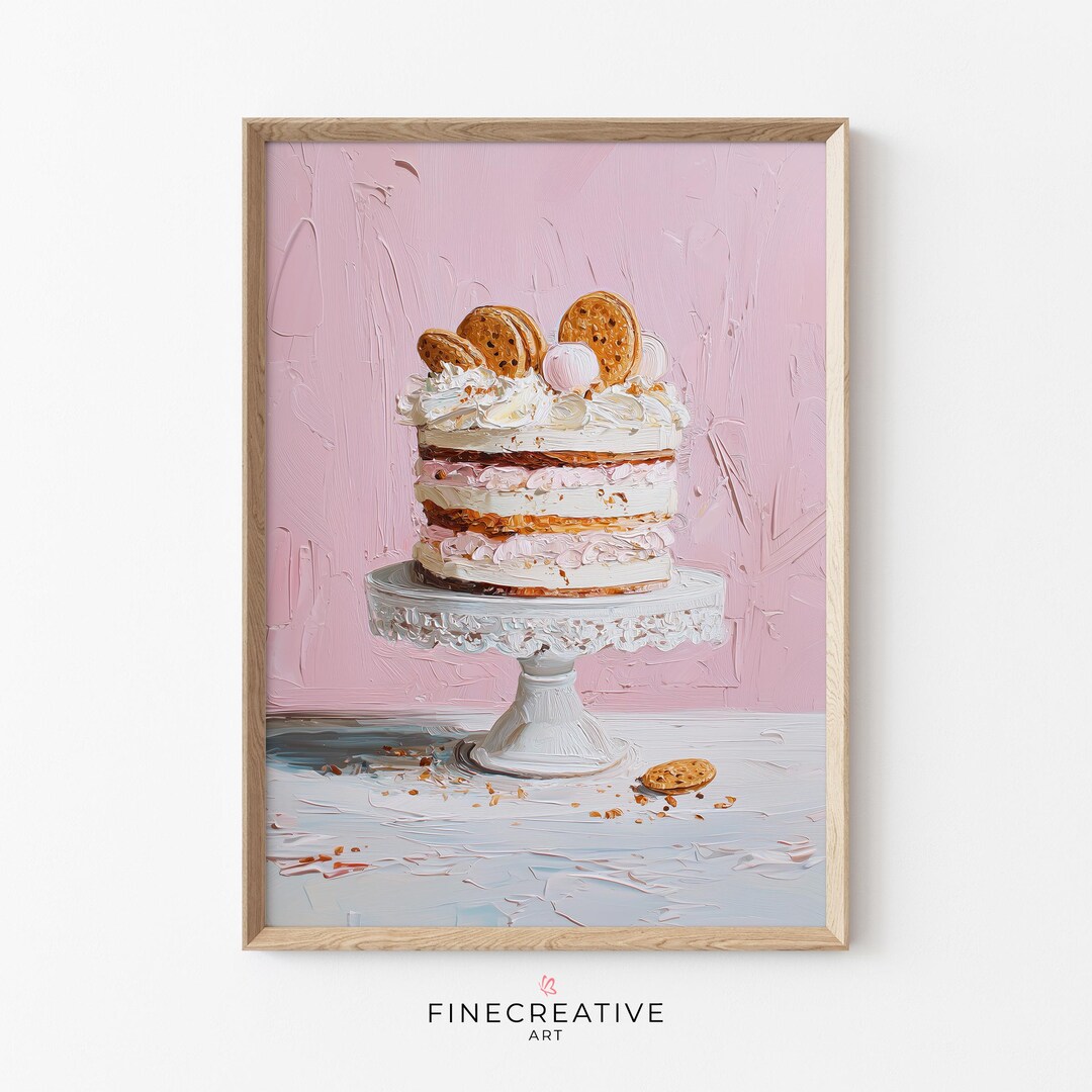 Cake Art Print Kitchen Wall Decor, Pastel Dessert Painting ...