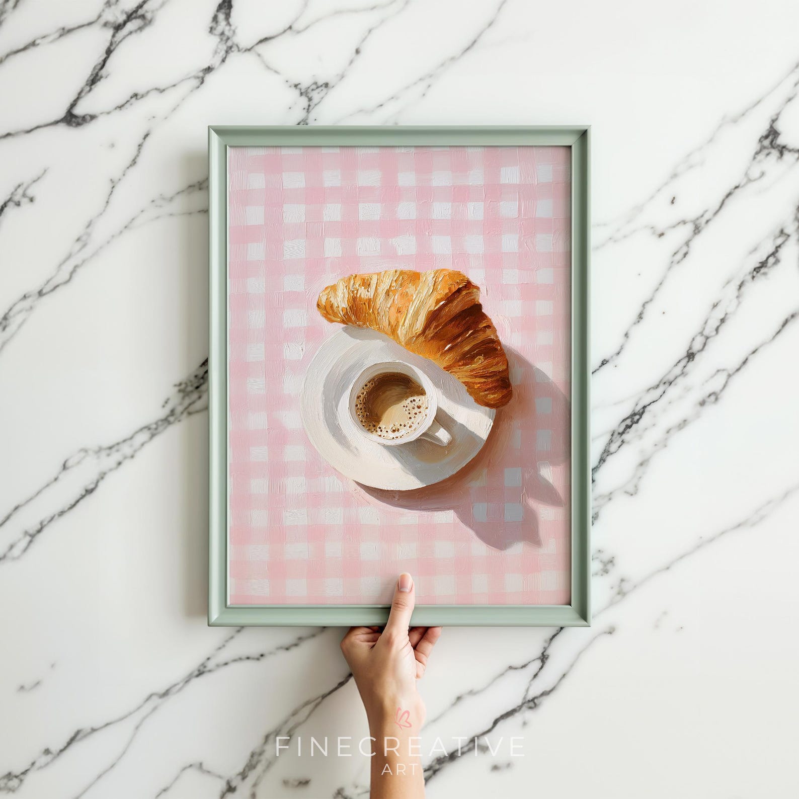 Croissant Art Coffee Wall Art, Modern Kitchen Print, Dining Room Decor ...