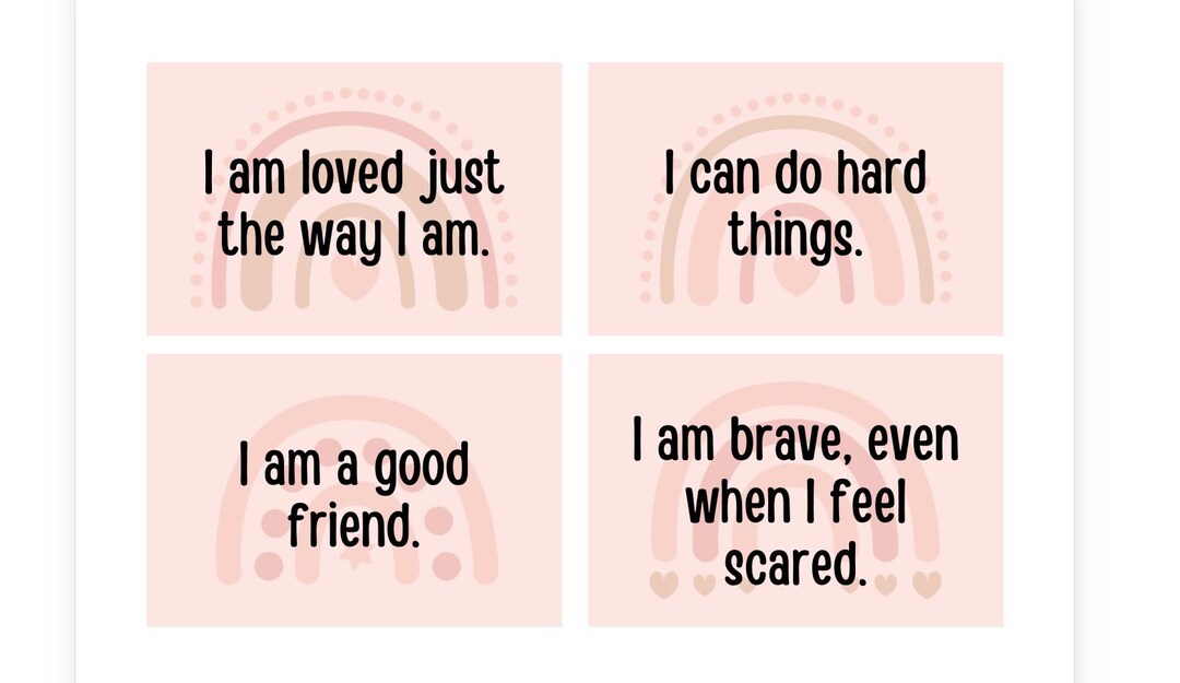 16 Pink Theme Kid's Affirmation Cards - Etsy