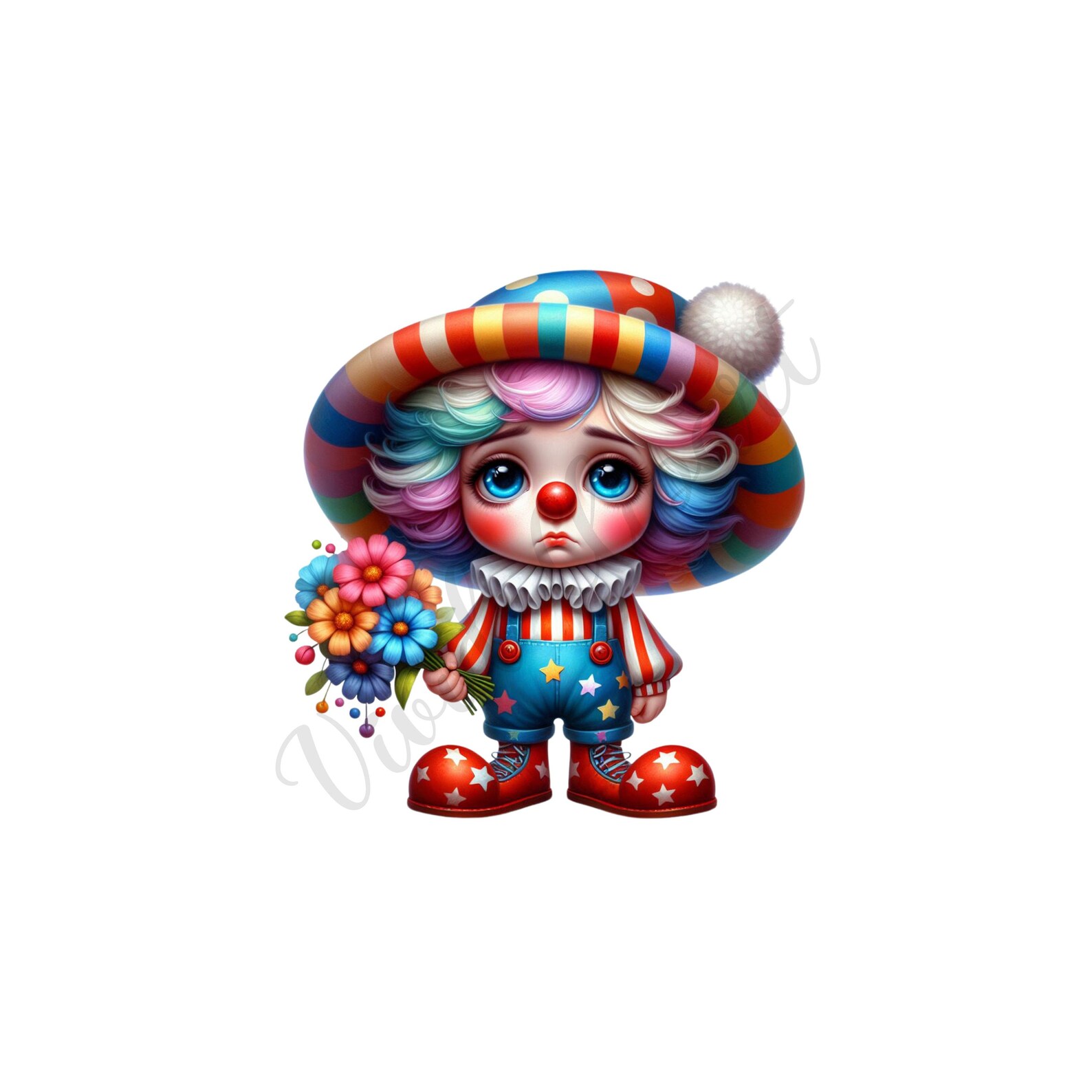 Clown Clipart Colorful Carnival Digital Collection cute Circus Party ...