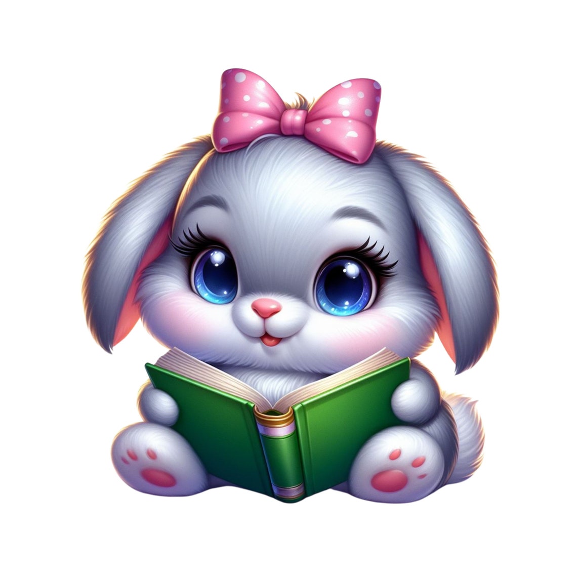 Cute Bunny Clipart Cute Floral Rabbits With Books and Carrots 18 High ...