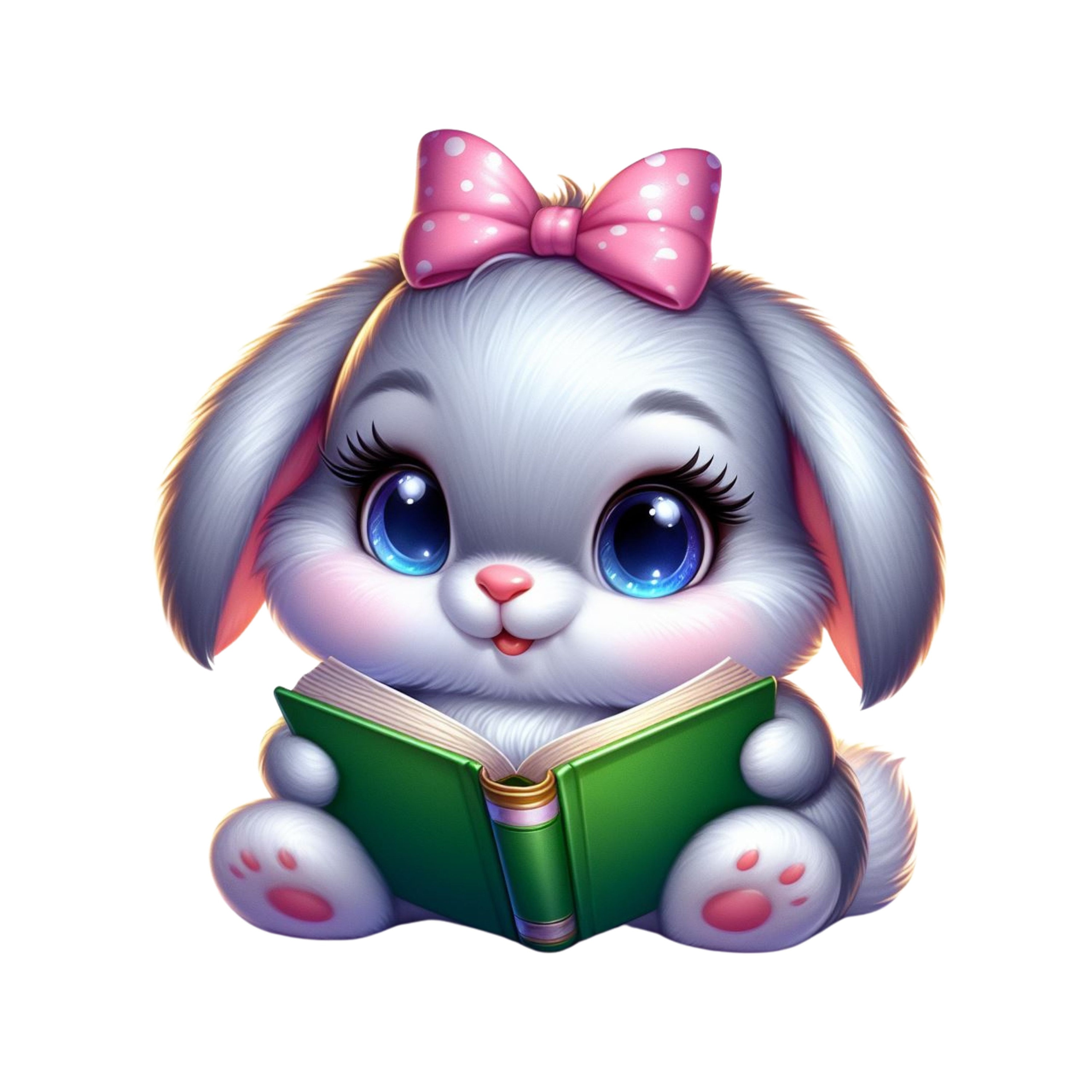 Cute Bunny Clipart Cute Floral Rabbits With Books and Carrots 18 High ...