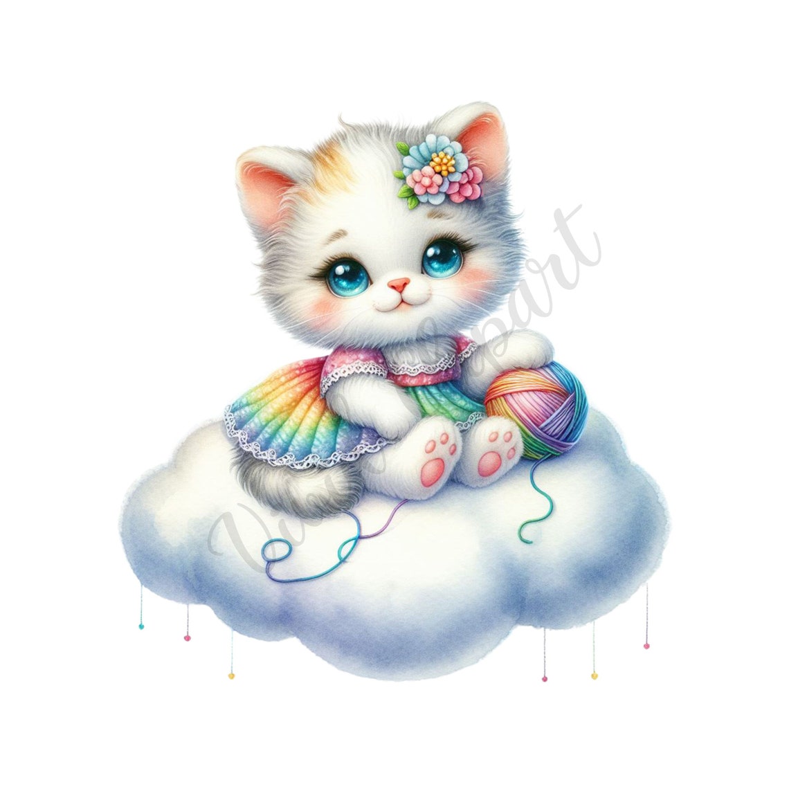 Pastel Rainbow Kitten Clipart 10 High-quality Images Cute Pet Art ...