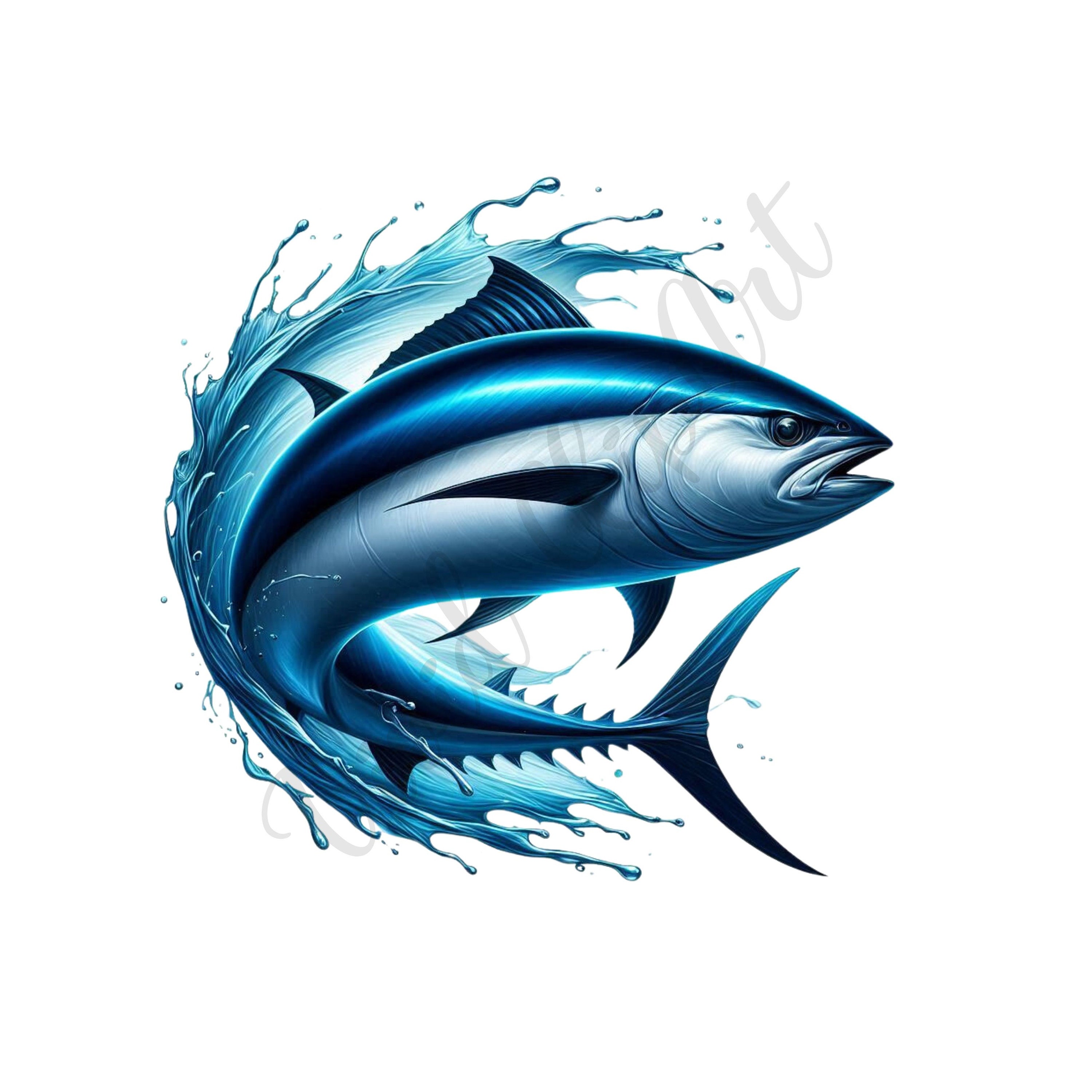 Tuna Fish Clipart 12 High-quality Designs Fish PNG Saltwater Fishing PNG Marine Art Printable ...