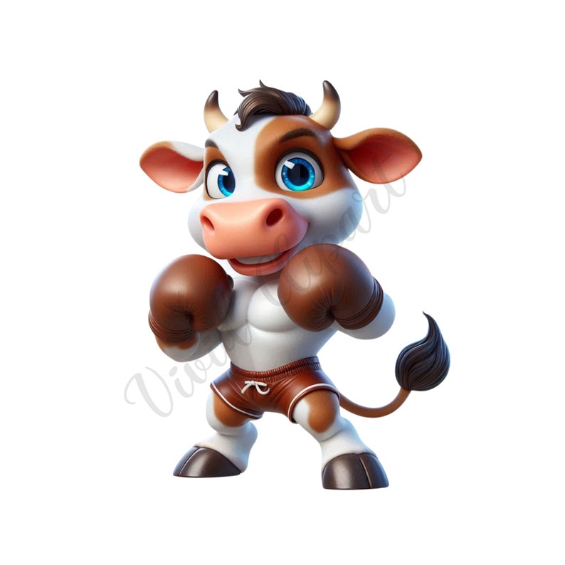 Cow Clipart PNG Boxing Cloves Cow Funny Farm Animal 12 High-quality ...