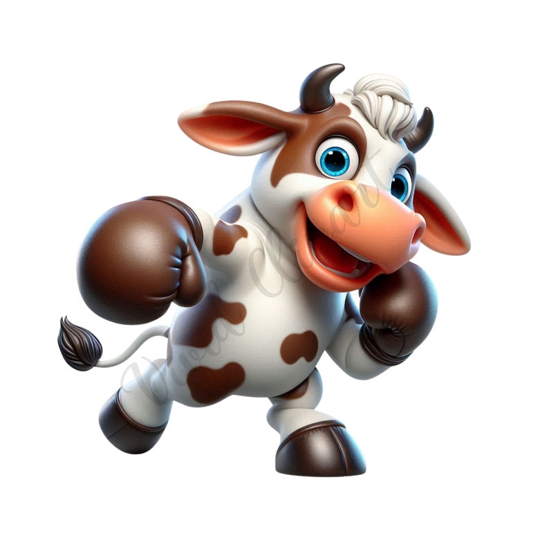 Cow Clipart Boxing Cloves Cow Png's Funny Farm Animal 12 High-quality ...