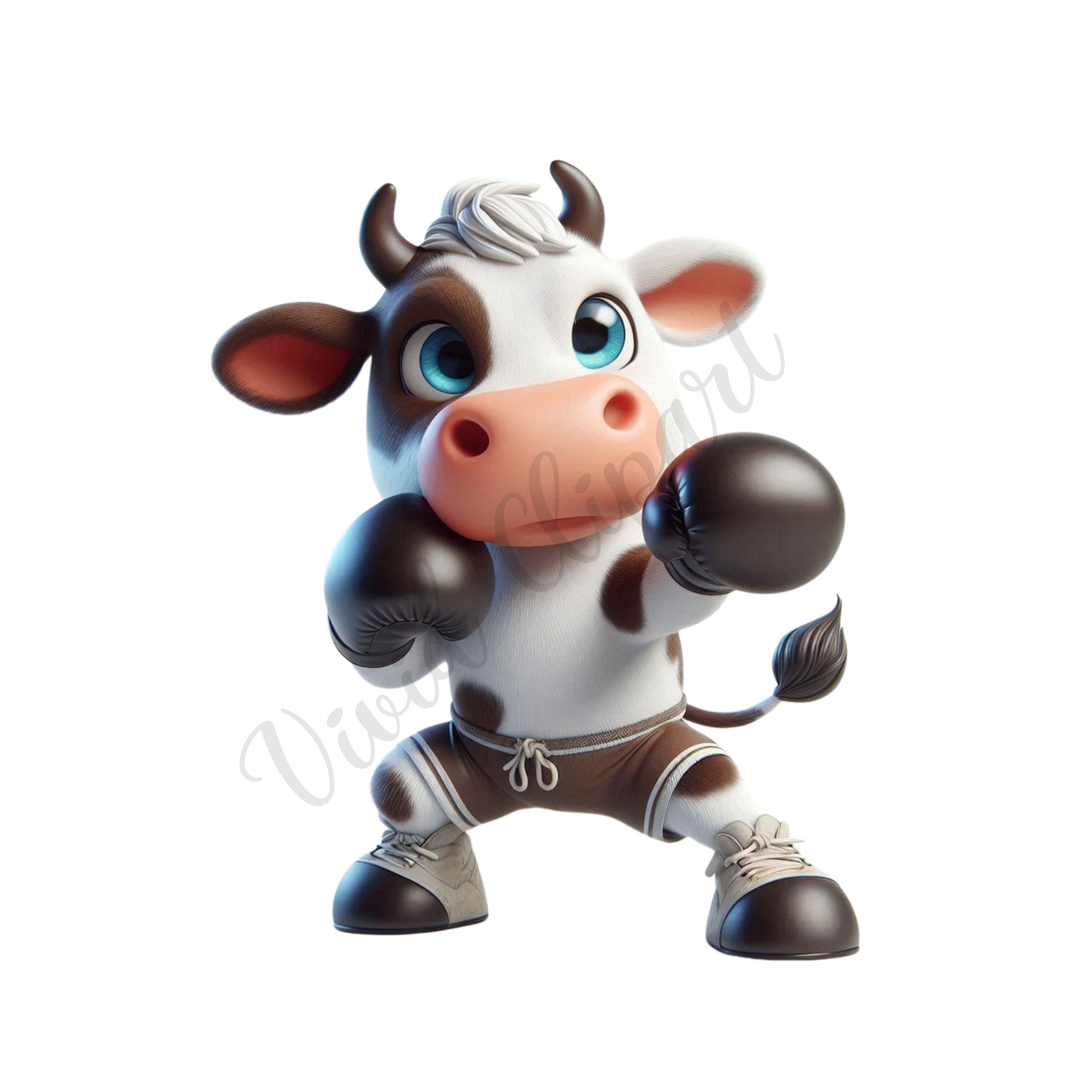 Cow Clipart Boxing Cloves Cow Png's Funny Farm Animal 12 High-quality ...