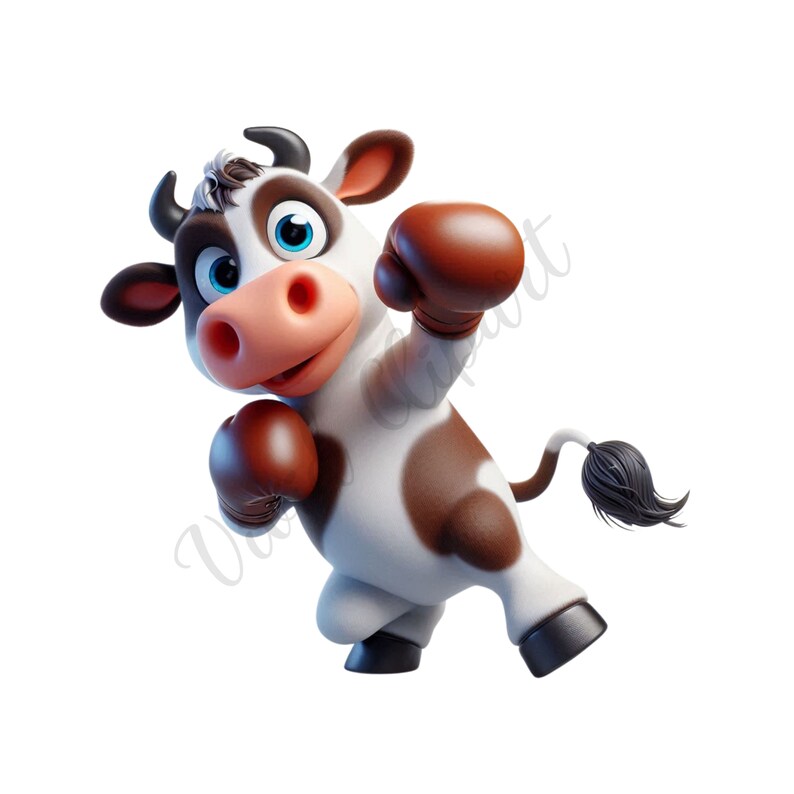 Cow Clipart Boxing Cloves Cow Png's Funny Farm Animal 12 High-quality ...