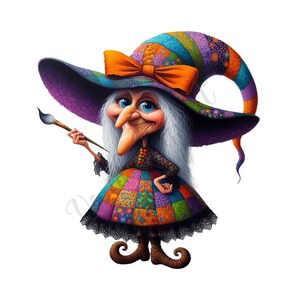 Colorful Old Whimsical Witch Clipart Bundle 24 High-quality Images ...