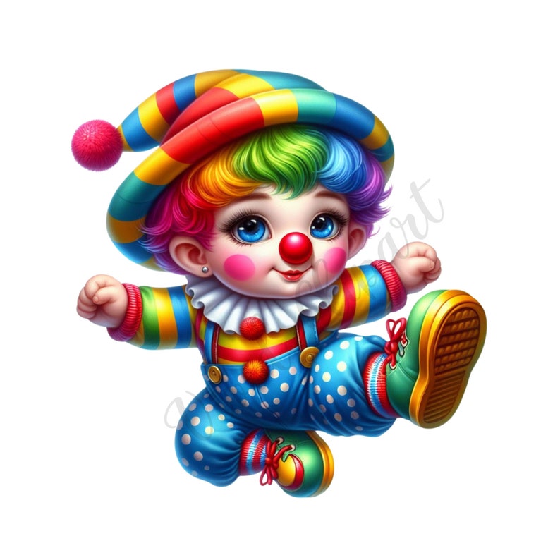 Clown Clipart Colorful Carnival Digital Collection cute Circus Party ...