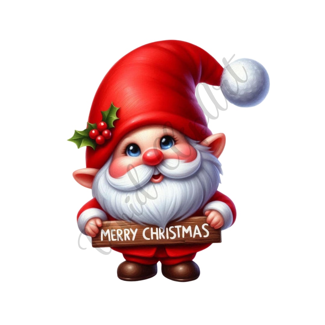 Christmas Gnome Clipart cute Holiday Digital Art Merry Christmas PNG ...