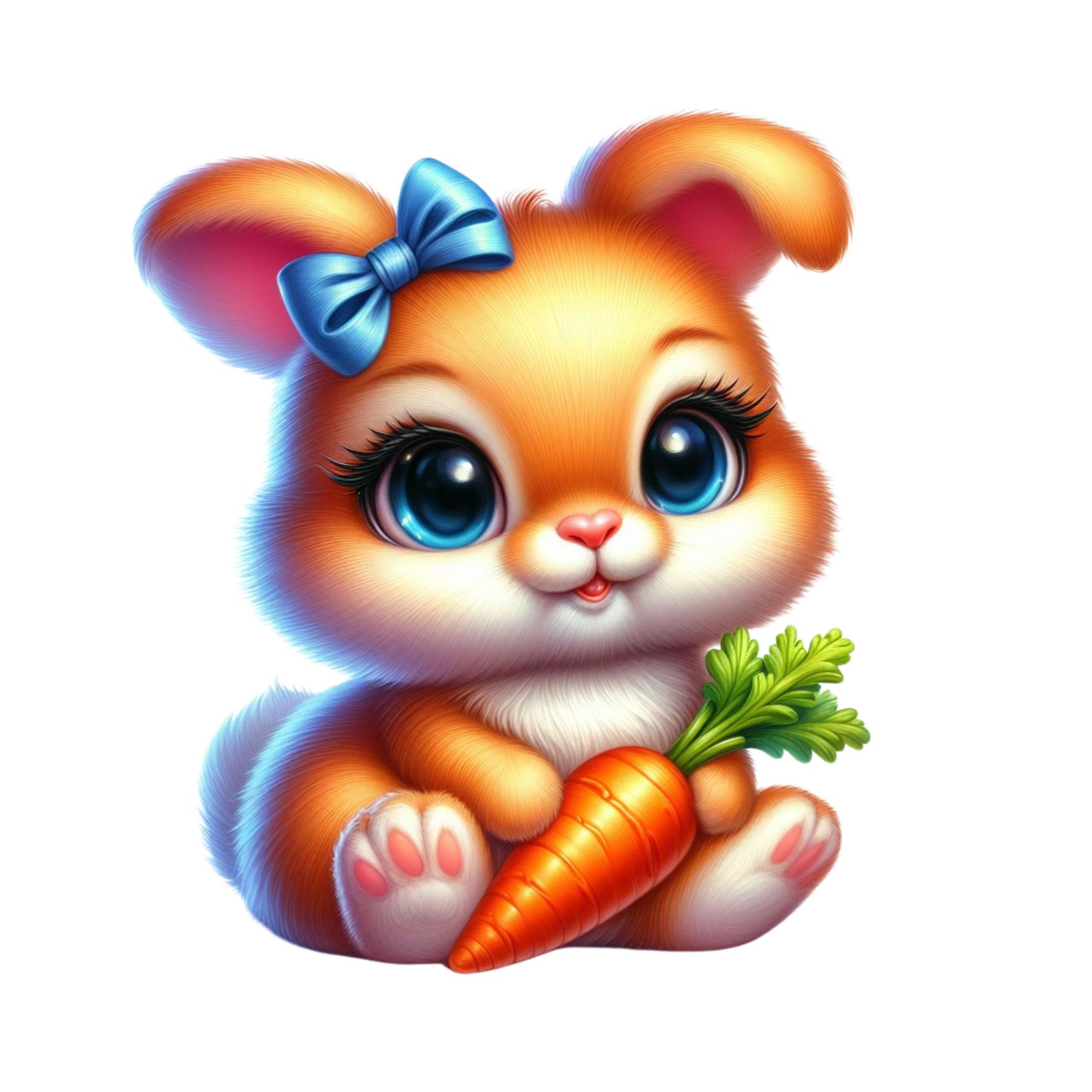 Cute Bunny Clipart Cute Floral Rabbits With Books and Carrots 18 High ...