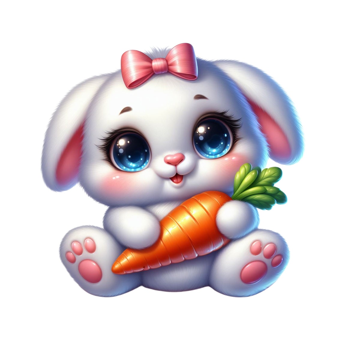 Cute Bunny Clipart Cute Floral Rabbits With Books and Carrots 18 High ...
