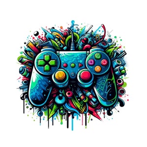 Vibrant Gaming Controller Clipart Colorful Joystick Graphics Bundle 10 ...