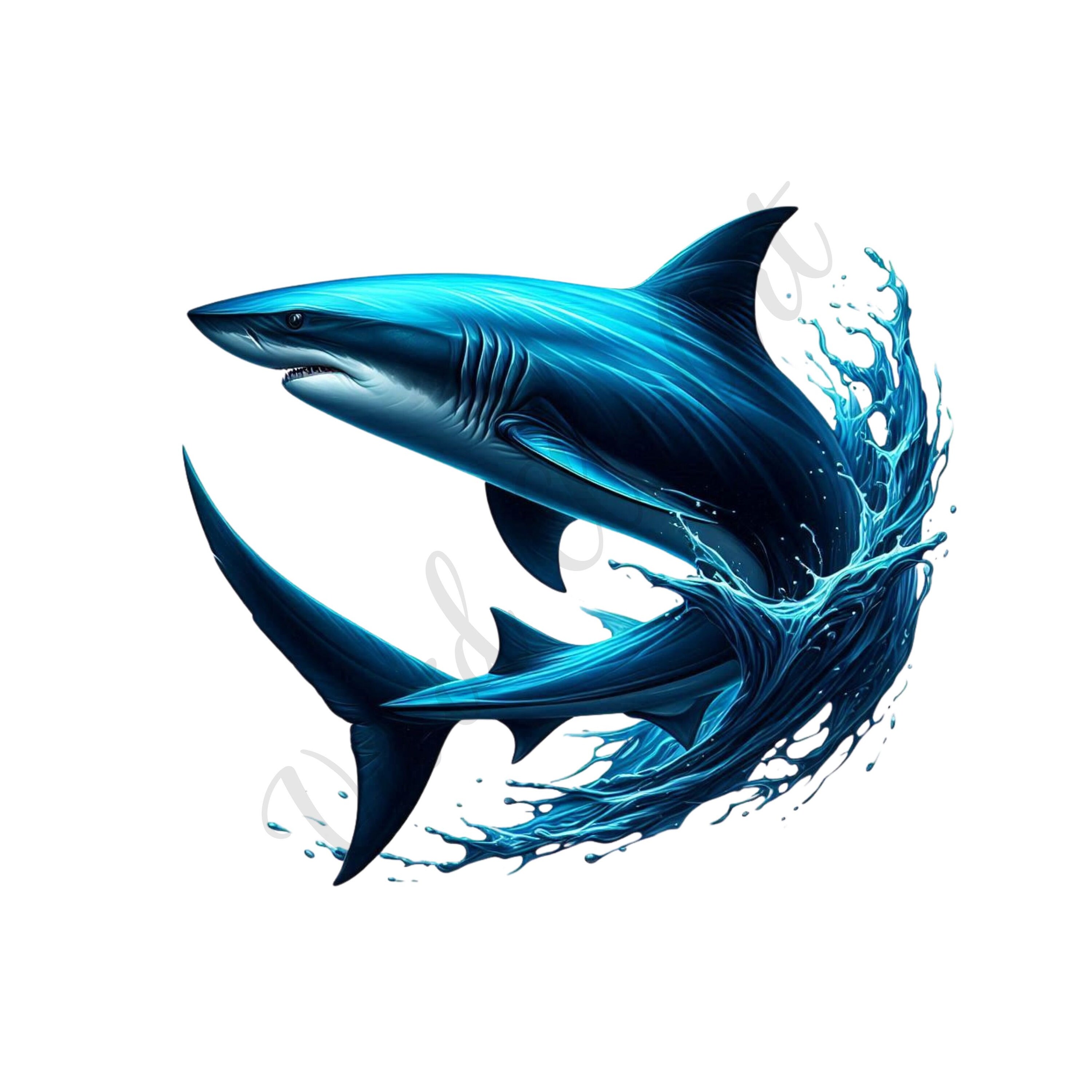 Shark Clipart Set Digital Shark Art PNG Ocean Animals, Sea Life, Underwater PNG Digital Marine ...