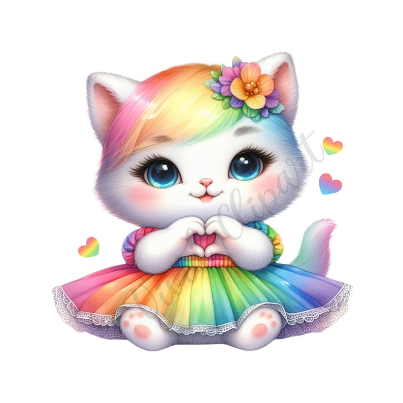 Pastel Rainbow Kitten Clipart 10 High-quality Images Cute Pet Art ...