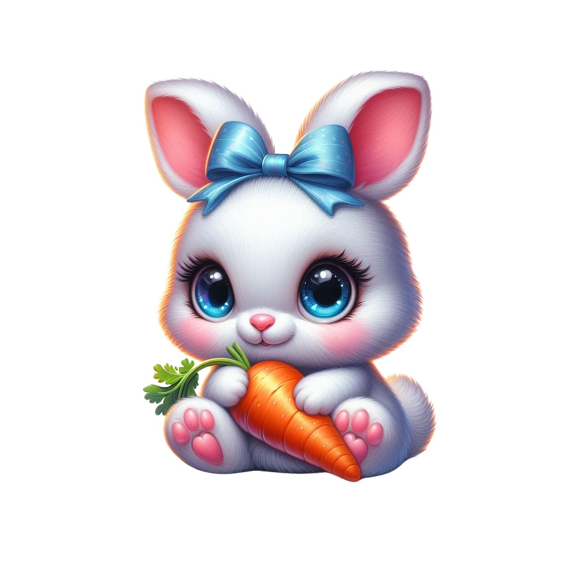 Cute Bunny Clipart Cute Floral Rabbits With Books and Carrots 18 High ...