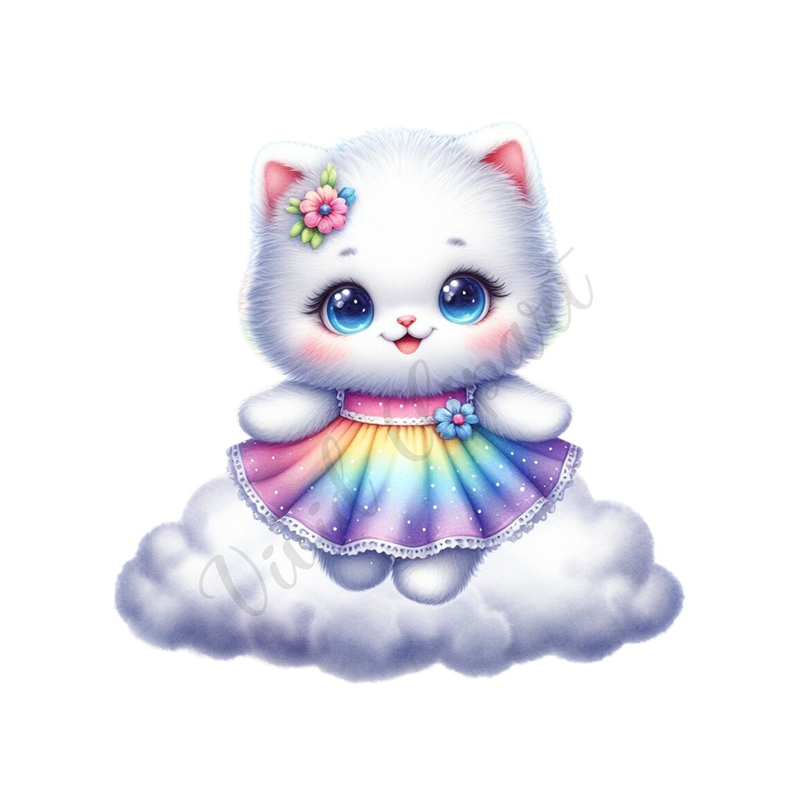 Pastel Rainbow Kitten Clipart 10 High-quality Images Cute Pet Art ...