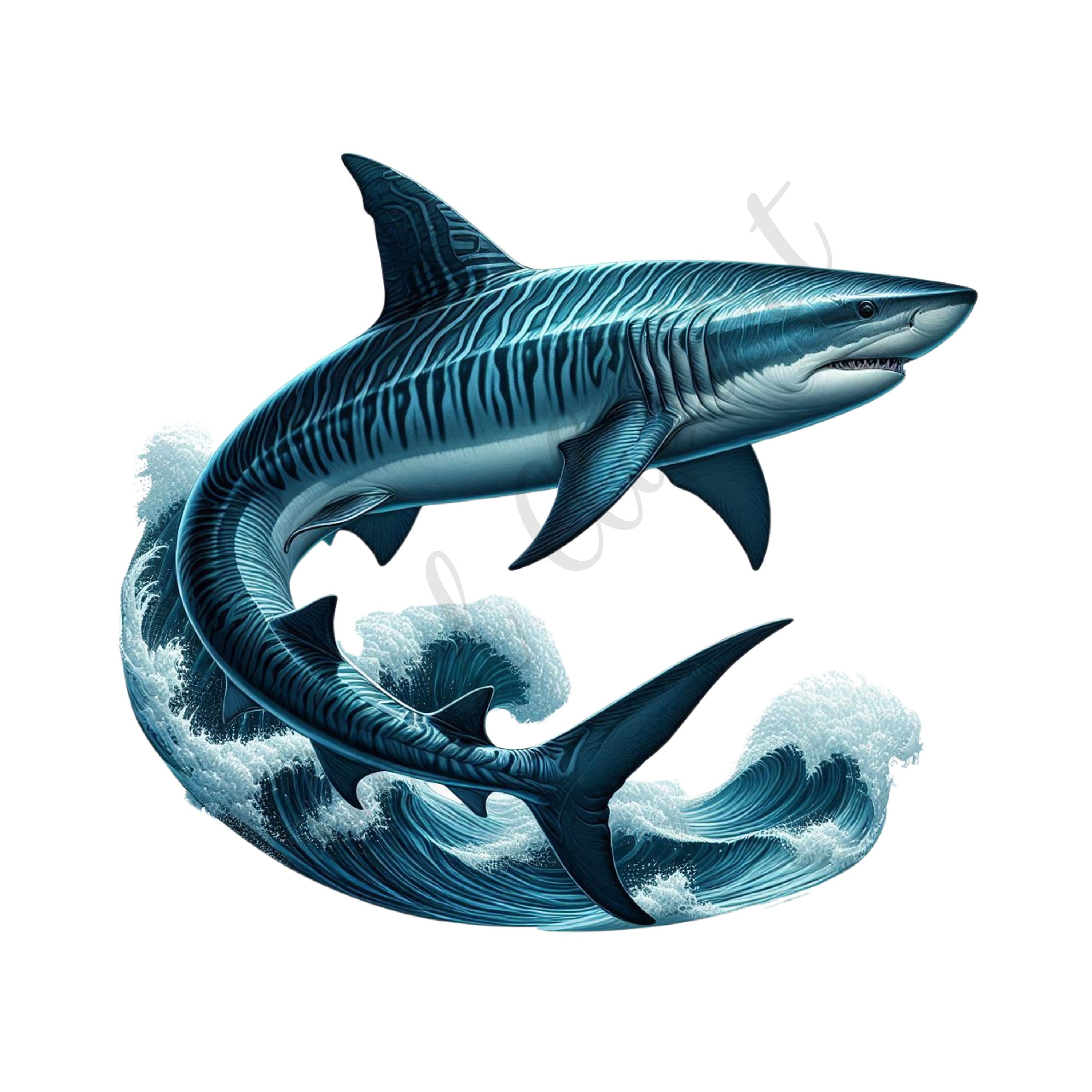 Shark Clipart Set Digital Shark Art PNG Ocean Animals, Sea Life ...