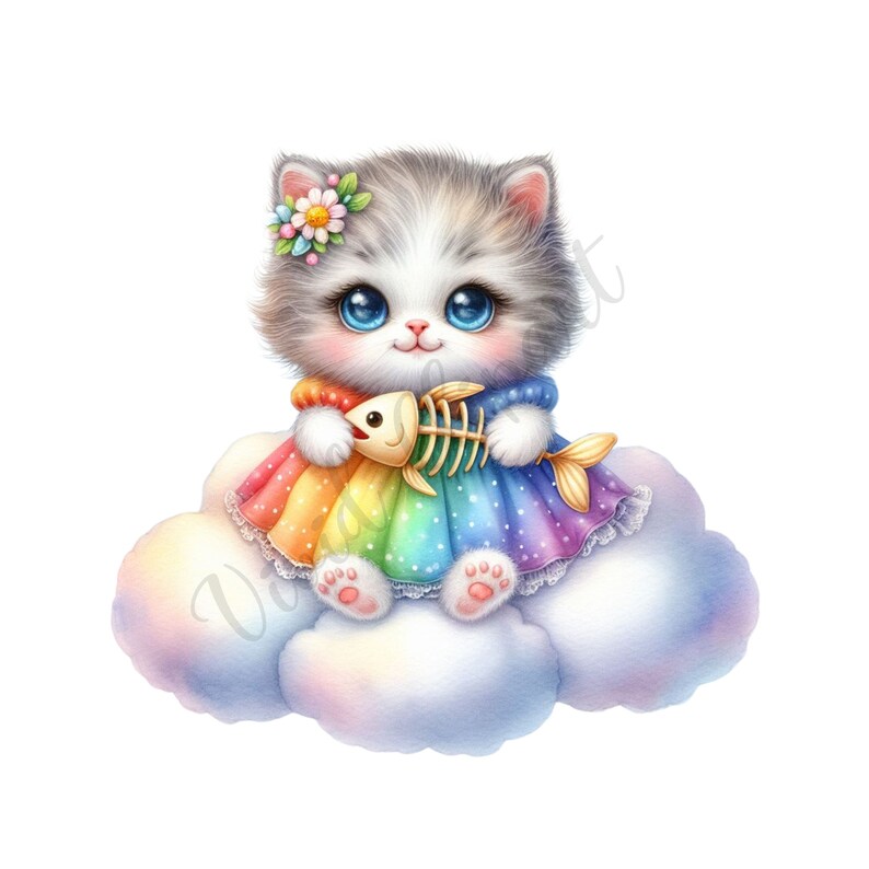 Pastel Rainbow Kitten Clipart 10 High-quality Images Cute Pet Art ...