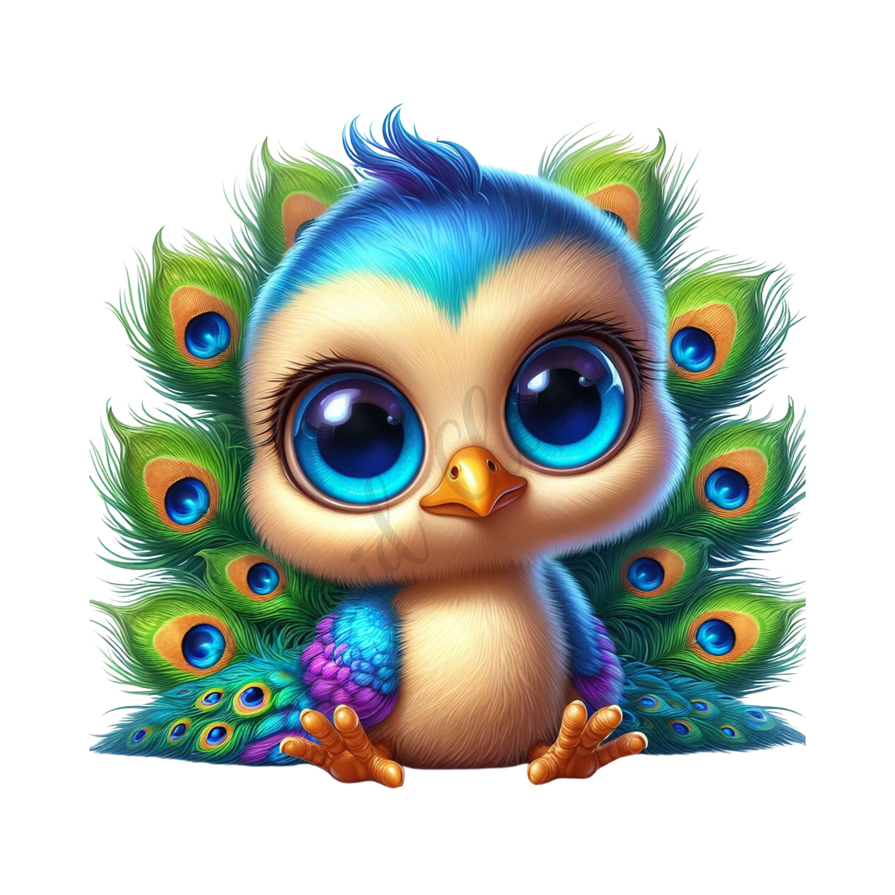 Peacock Cartoon Set Peacock Print Wildlife Clipart 19 High Quality PNG ...