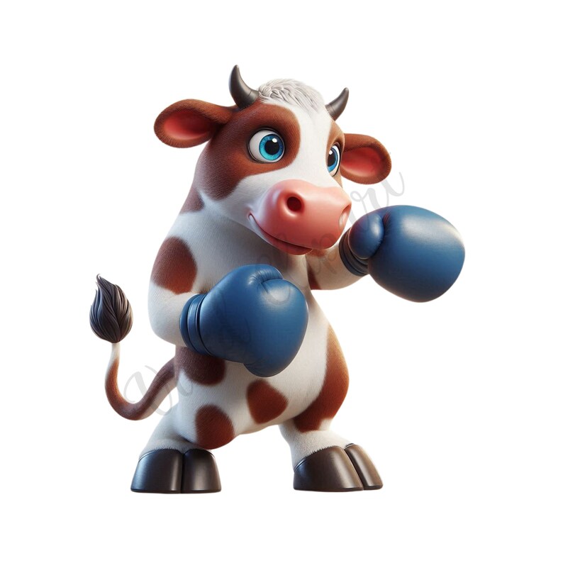Cow Clipart Boxing Cloves Cow Png's Funny Farm Animal 12 High-quality ...
