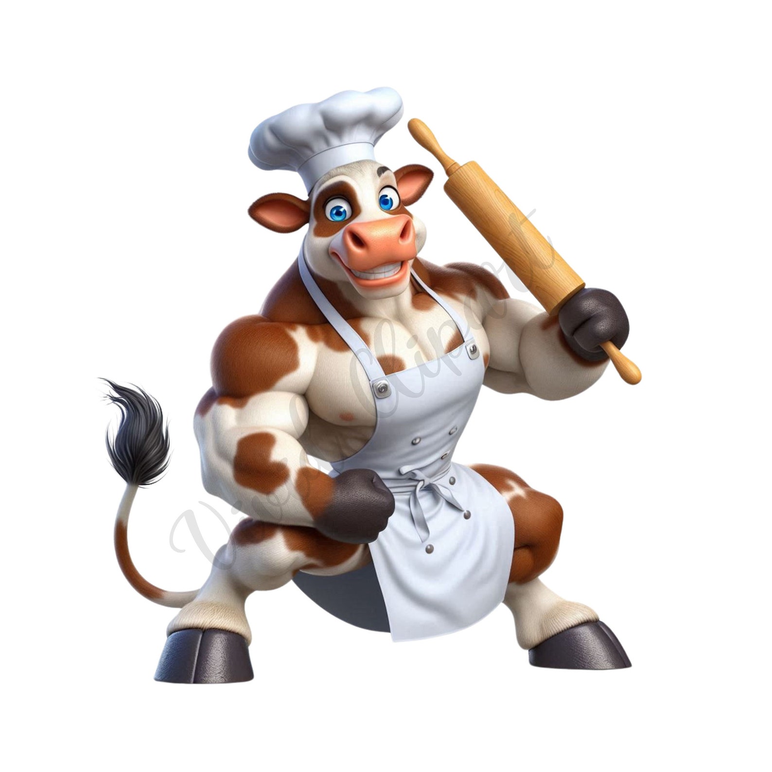 Bodybuilding Cow Clipart Bundle Muscular Cow Art Lover Cow Fitness ...