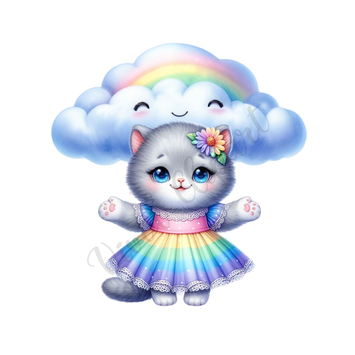 Pastel Rainbow Kitten Clipart 10 High-quality Images Cute Pet Art ...