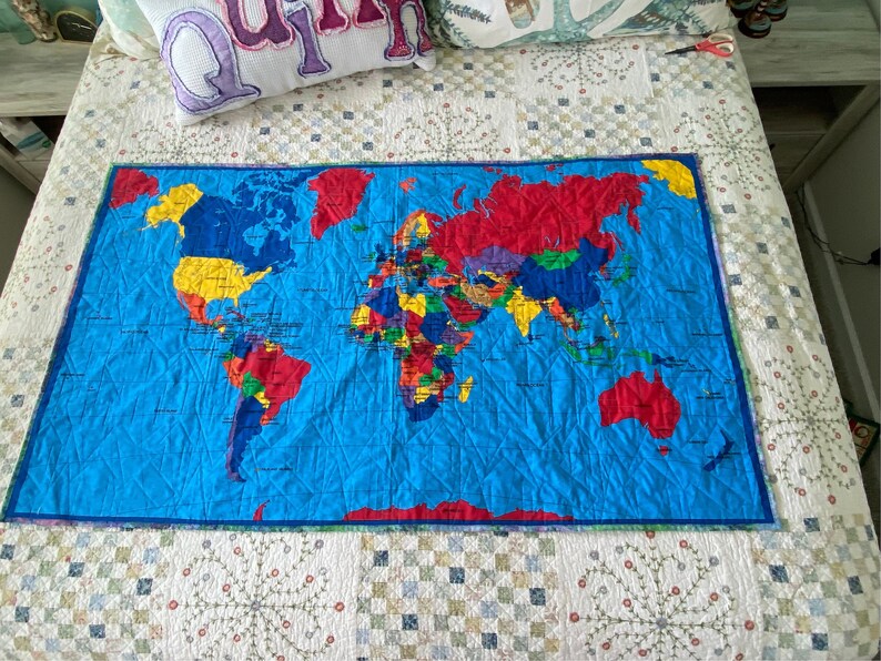 World Map Quilt Perfect for Nap or Lap or Bed Accent Quilt - Etsy