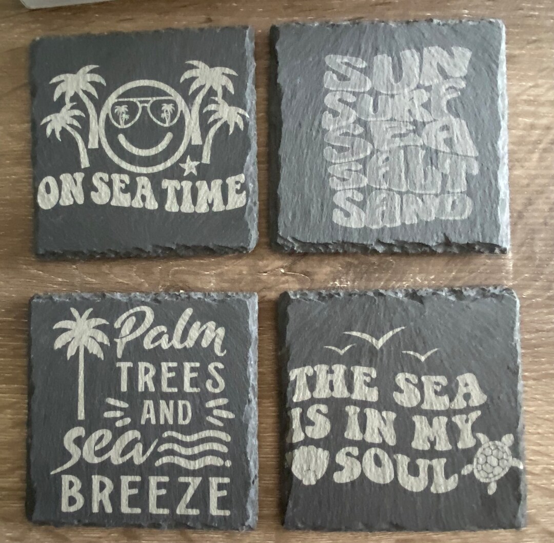 Beach Theme Slate Coasters Set of 4 - Etsy