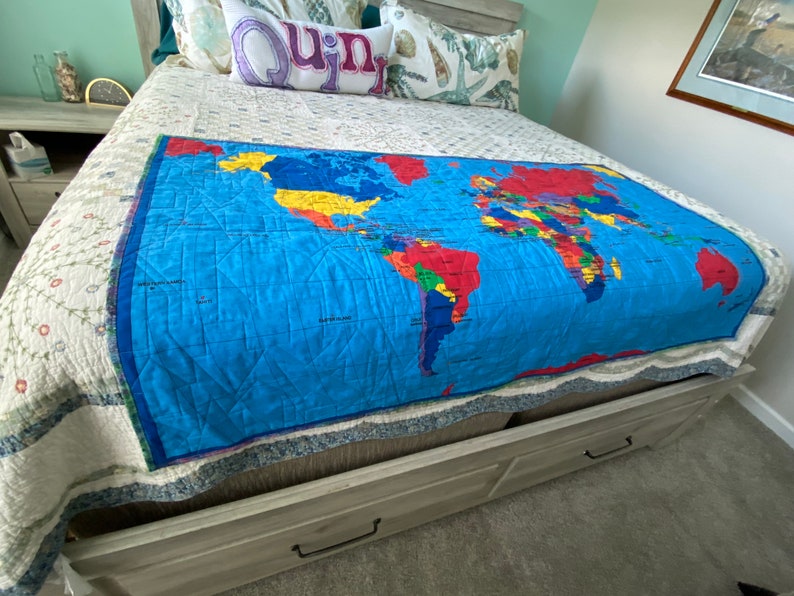 World Map Quilt Perfect for Nap or Lap or Bed Accent Quilt - Etsy